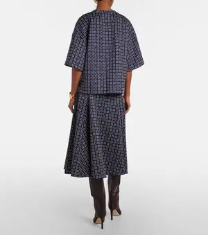 Max Mara Benda Printed Jersey Midi Skirt - Blue