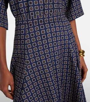 Max Mara Benda Printed Jersey Midi Skirt - Blue