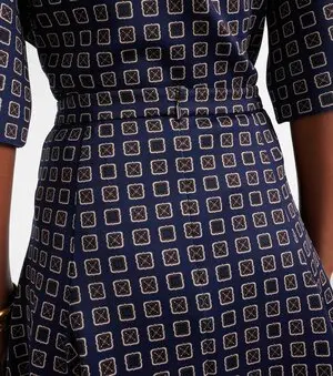 Max Mara Benda Printed Jersey Midi Skirt - Blue