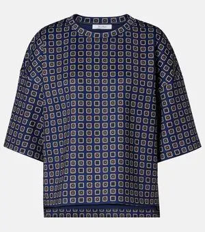 Max Mara Notizia Printed Jersey Top - Blue