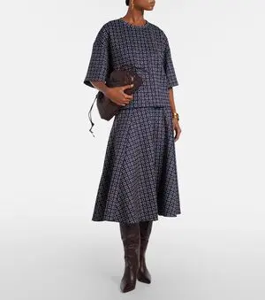 Max Mara Notizia Printed Jersey Top - Blue