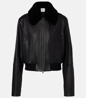 Vince Shearling-trimmed Leather Jacket - Black