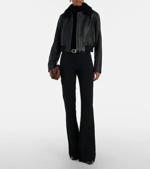 Vince Shearling-trimmed Leather Jacket