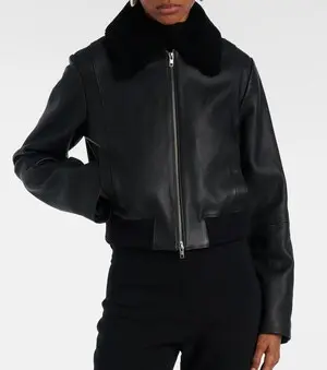 Vince Shearling-trimmed Leather Jacket