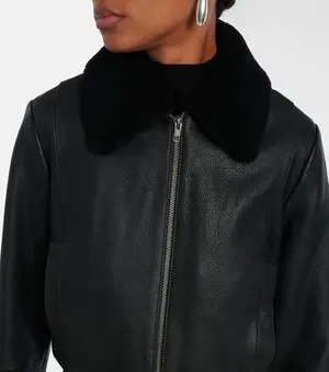 Vince Shearling-trimmed Leather Jacket