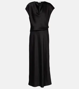Vince Draped Satin Maxi Dress - Black