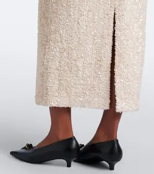 Vince Sequined Velvet Midi Skirt - Beige