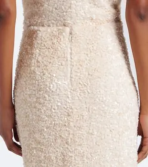 Vince Sequined Velvet Midi Skirt - Beige