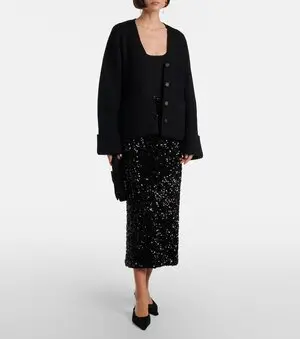 Vince Sequined Velvet Midi Skirt