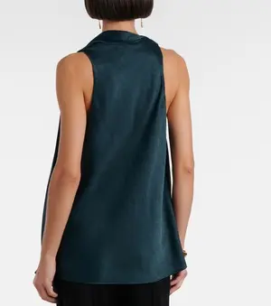 Vince Scarf-detail Satin Top - Green