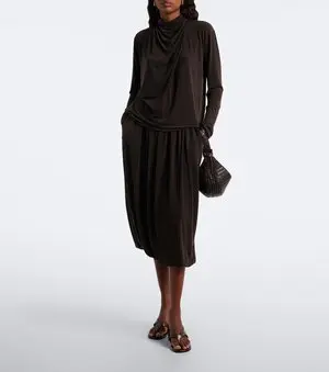 Vince Draped Jersey Top - Brown