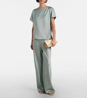 Vince Satin Wide-leg Pants - Green