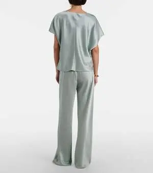 Vince Satin Wide-leg Pants - Green