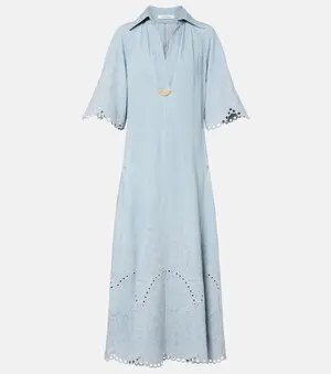 Zimmermann Daylight Embroidered Denim Midi Dress - Blue
