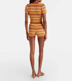 BANANHOT Jack Ribbed-knit Striped Shorts - Brown