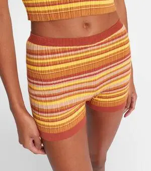 BANANHOT Jack Ribbed-knit Striped Shorts - Brown