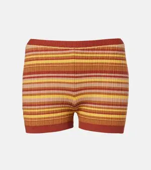 BANANHOT Jack Ribbed-knit Striped Shorts - Brown