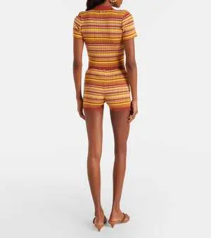 BANANHOT Jack Ribbed-knit Striped Shorts - Brown
