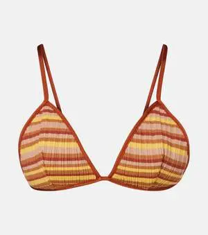 BANANHOT Ann Ribbed-knit Striped Bikini Top - Multicoloured