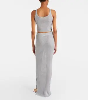 BANANHOT Alma Sequined Maxi Skirt - Silver