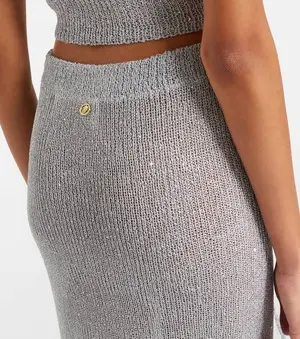 BANANHOT Alma Sequined Maxi Skirt - Silver