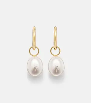 Mateo 14kt Yellow Drop Earrings With Pearl And Diamond - Gold