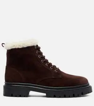 Staud Henry Shearling-lined Suede Combat Boots