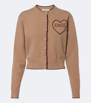 Chloé Logo Heart Cardigan - Brown