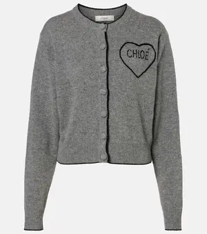 Chloé Logo Heart Cardigan - Grey
