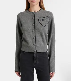 Chloé Logo Heart Cardigan - Grey