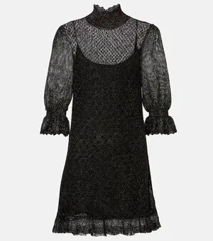 Chloé Ruffled Lamé Minidress - Black