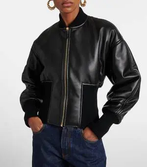 Alaïa Leather Bomber Jacket