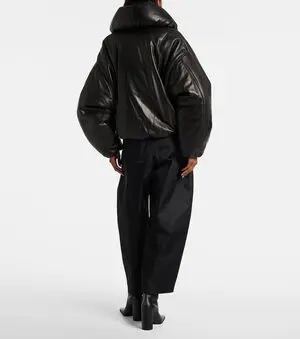 Alaïa Leather Bomber Jacket - Black