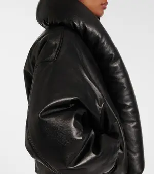 Alaïa Leather Bomber Jacket - Black