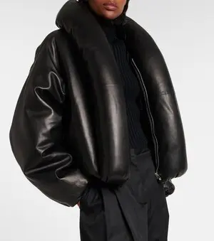 Alaïa Leather Bomber Jacket - Black