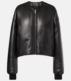 Alaïa Leather Bomber Jacket - Black