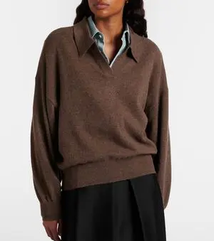 LISA YANG Katriel Cashmere Polo Sweater - Brown