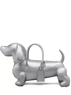Thom Browne Hector Leather Tote Bag - Silver