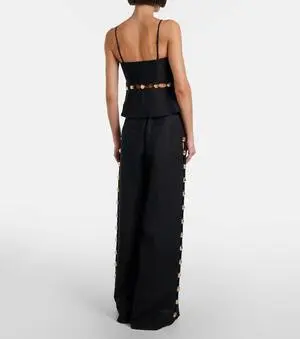 Simkhai Linen-blend Wide-leg Pants - Black