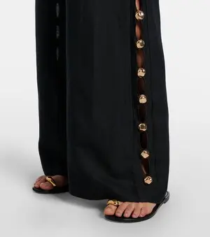Simkhai Linen-blend Wide-leg Pants - Black