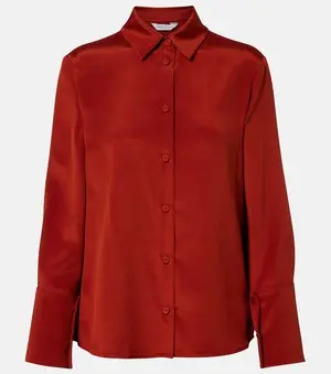 Max Mara Voliera Silk-blend Satin Shirt - Red