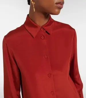 Max Mara Voliera Silk-blend Satin Shirt - Red
