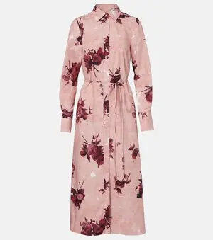 Erdem Floral Cotton Poplin Shirt Dress Pink
