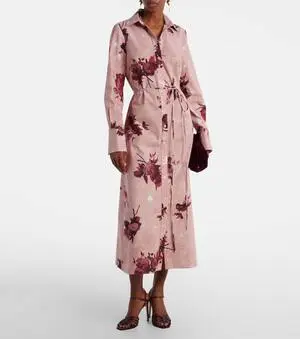 Erdem Floral Cotton Poplin Shirt Dress - Pink