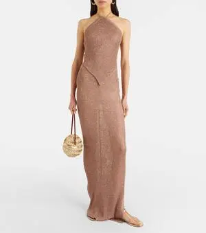 BANANHOT Alma Sequined Maxi Skirt - Brown