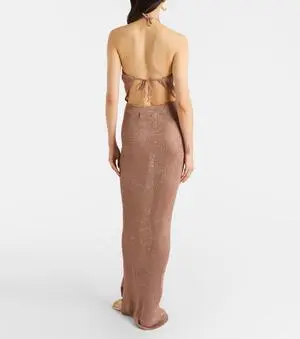BANANHOT Alma Sequined Maxi Skirt - Brown
