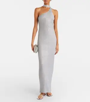 BANANHOT Aretha Sequined One-shoulder Maxi Dress - Silver