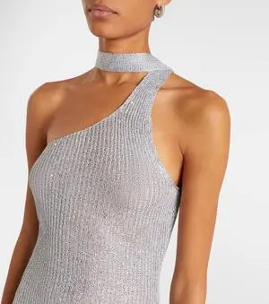 BANANHOT Aretha Sequined One-shoulder Maxi Dress - Silver