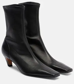 Khaite Arizona 50 Leather Ankle Boots - Black