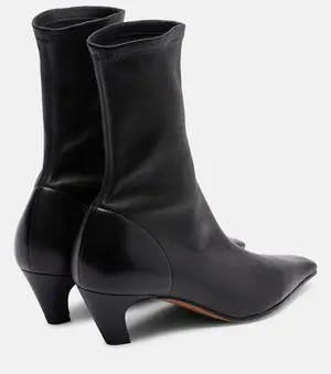 Khaite Leather Ankle Boots - Black